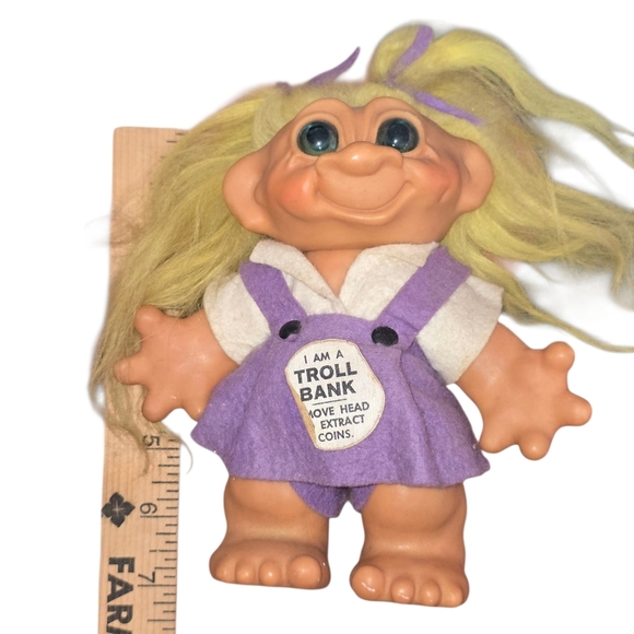 Trolls | Toys | Troll Bank Toy With Purple Outfit Vintage Yellow Hair ...